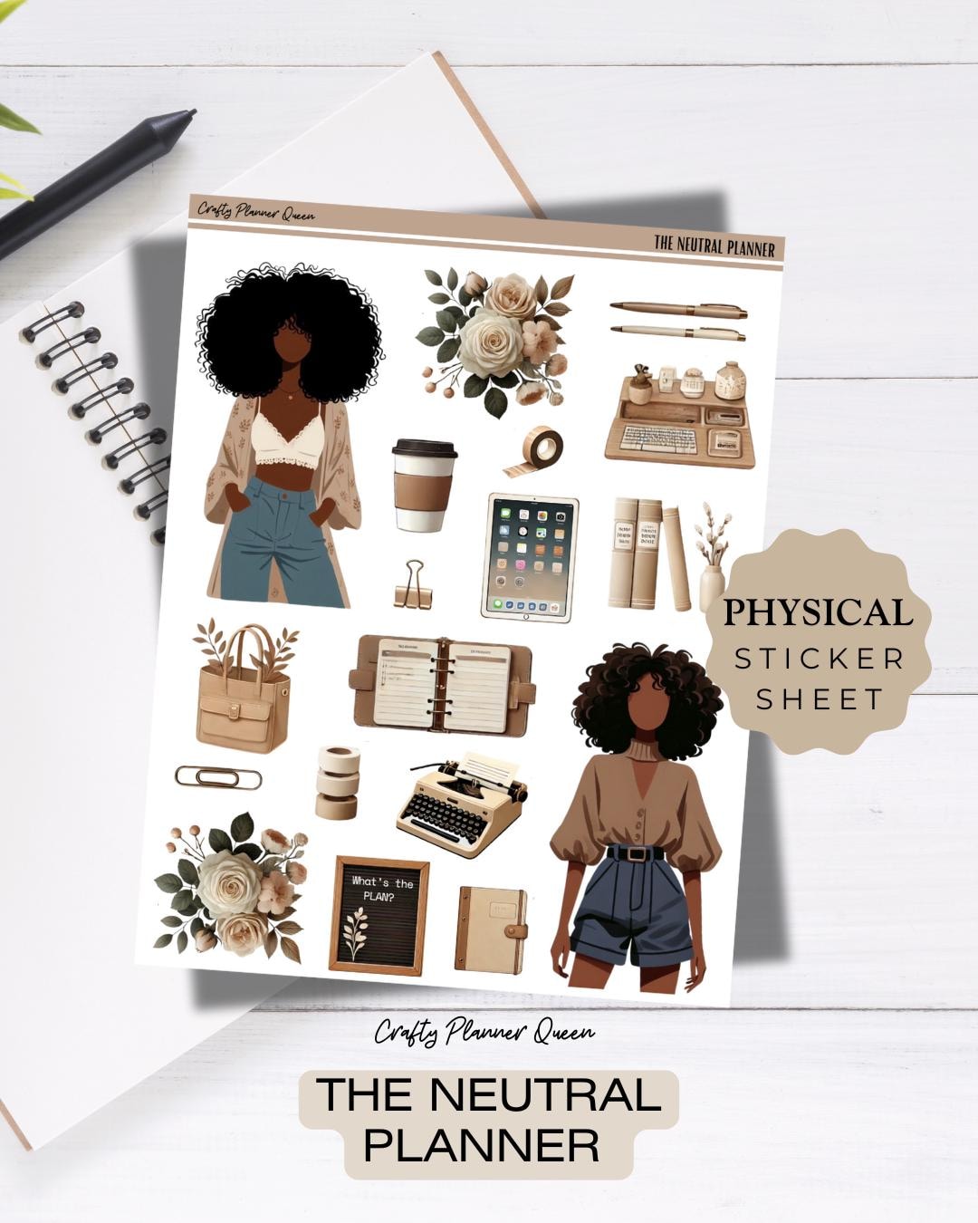 Neutral Planner Stickers for Black Women | Physical Sticker Sheet ...