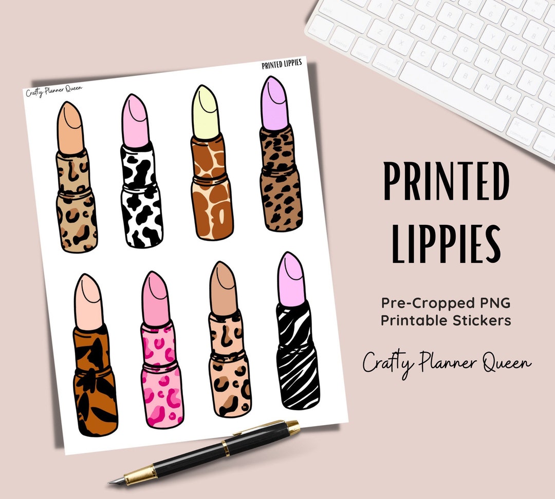 Printable Planner Stickers, Animal Print Clipart, Lipstick Stickers ...