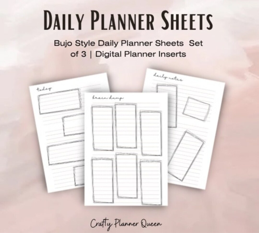 Functional Bujo Style Daily Planner Sheets - Set of 3 | Digital Planner ...