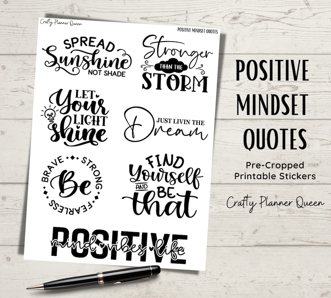 Motivational Printable Stickers, Positive Quotes,hand Lettered, PNG for ...