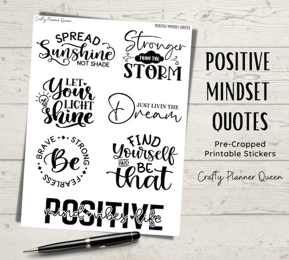 Motivational Printable Stickers Positive Quoteshand - Etsy