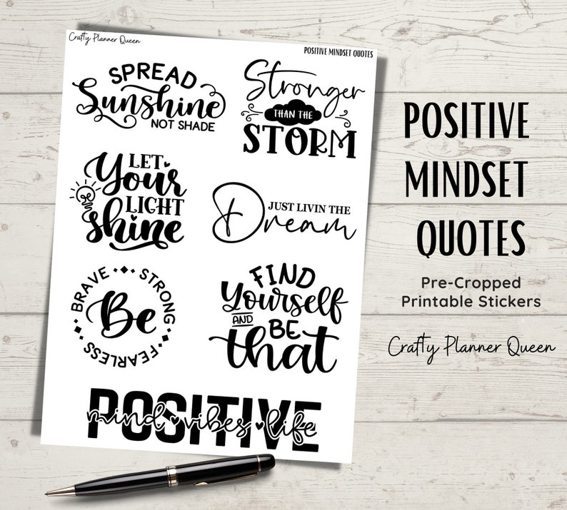 Motivational Printable Stickers, Positive Quotes,hand Lettered, PNG for ...