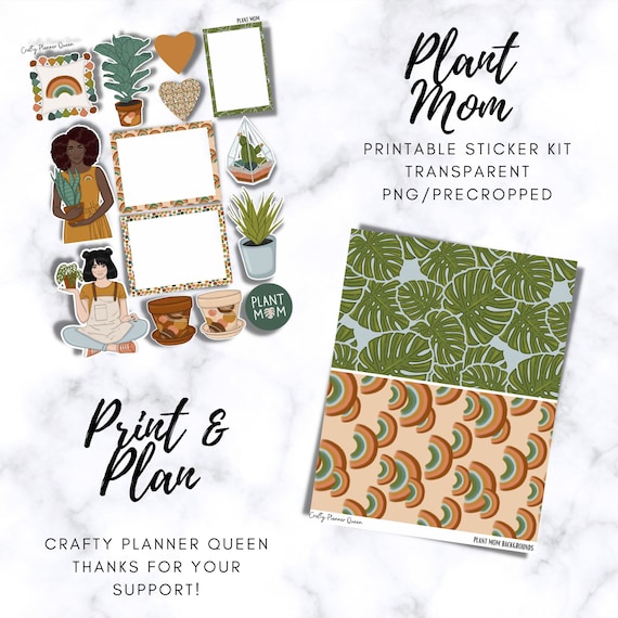 Plant Planner Stickers Printable Sticker Set Plant Clipart - Etsy
