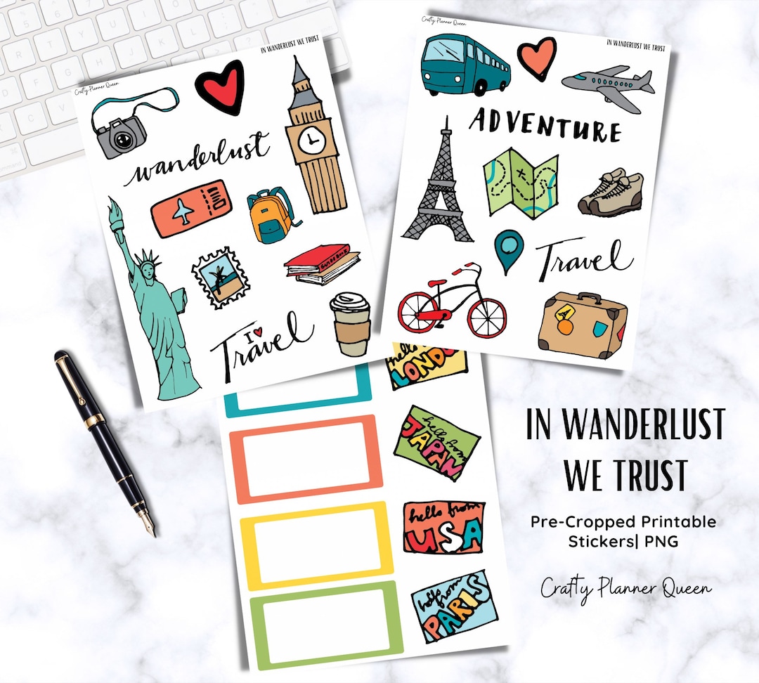 Wanderlust Travel Stickers: Printable Planner Kit (PDF) - Etsy