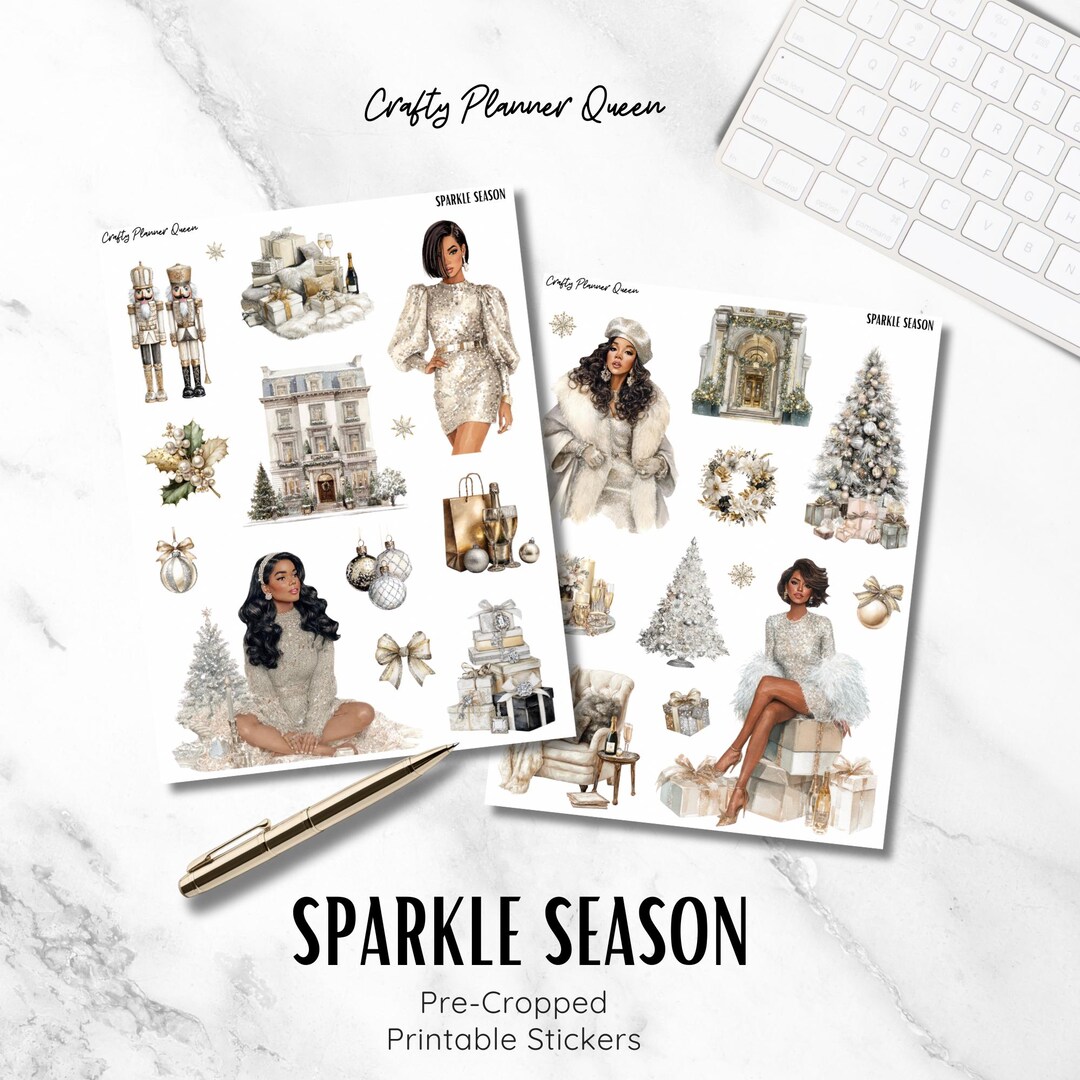 SPARKLE SEASON – Winter Glam Printable Sticker Kit | Luxe Holiday ...