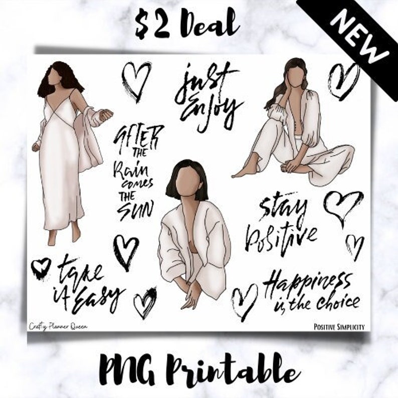 Positive Affirmation Quotes, Abstract Dolls, Printable Stickers - Etsy