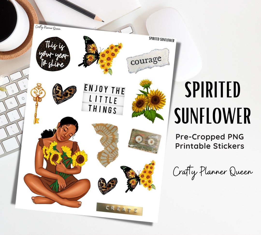 Sunflower Planner Stickers: Positive Affirmations, Scrapbook Journal ...