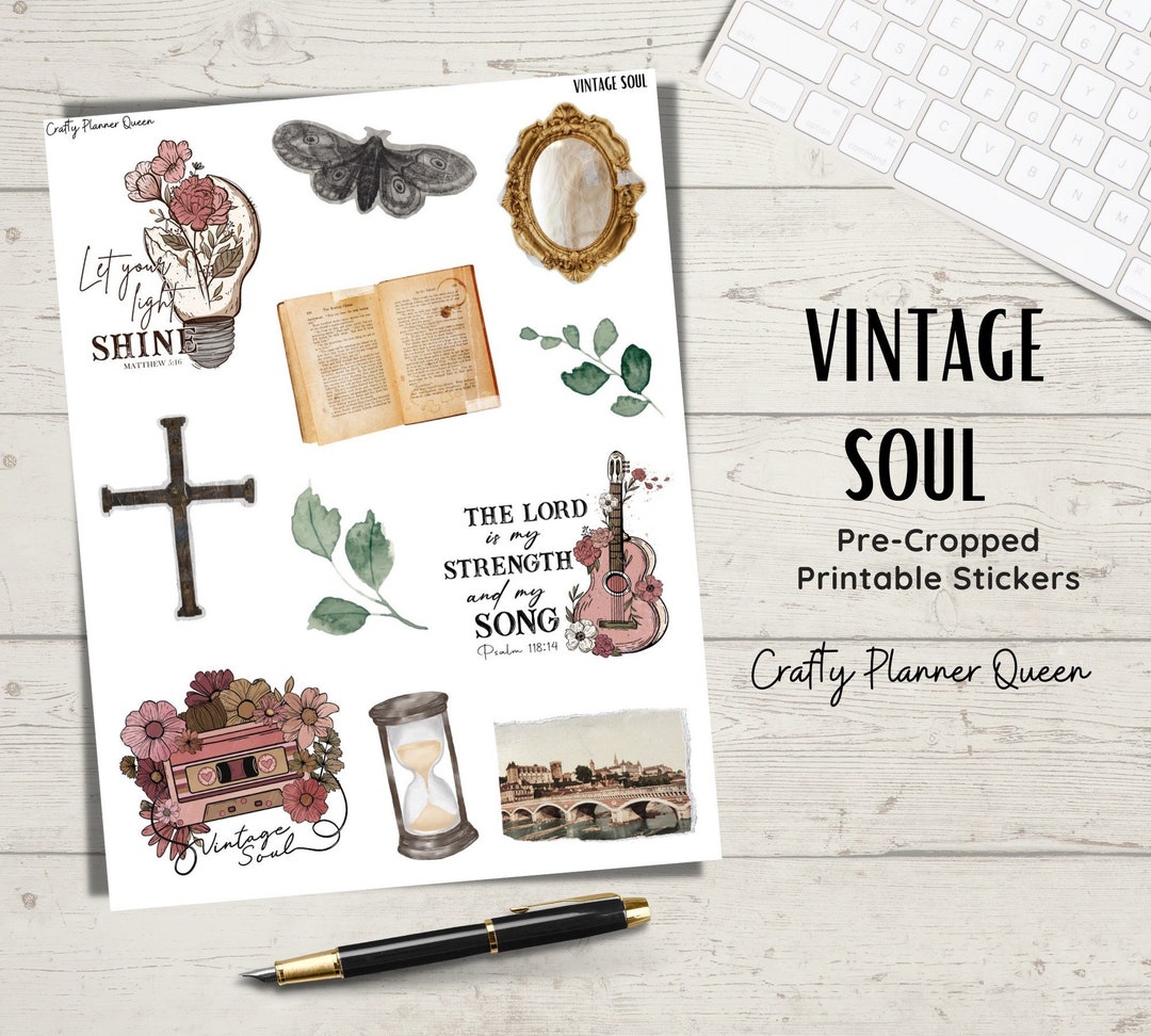 Printable Planner Stickers, Journaling Sticker Kit. Digital Mixed Media ...