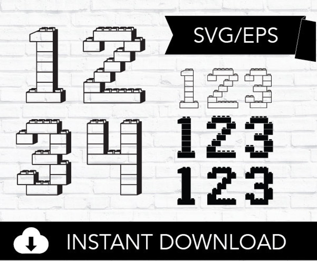 Kids Building Block Toy Style Numbers | 4 Illustration Styles | SVG ...
