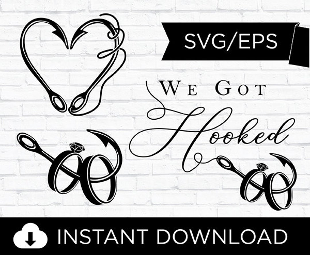 Wedding Heart Hook Graphic We Got Hooked Graphic Wedding Rings on Hook ...