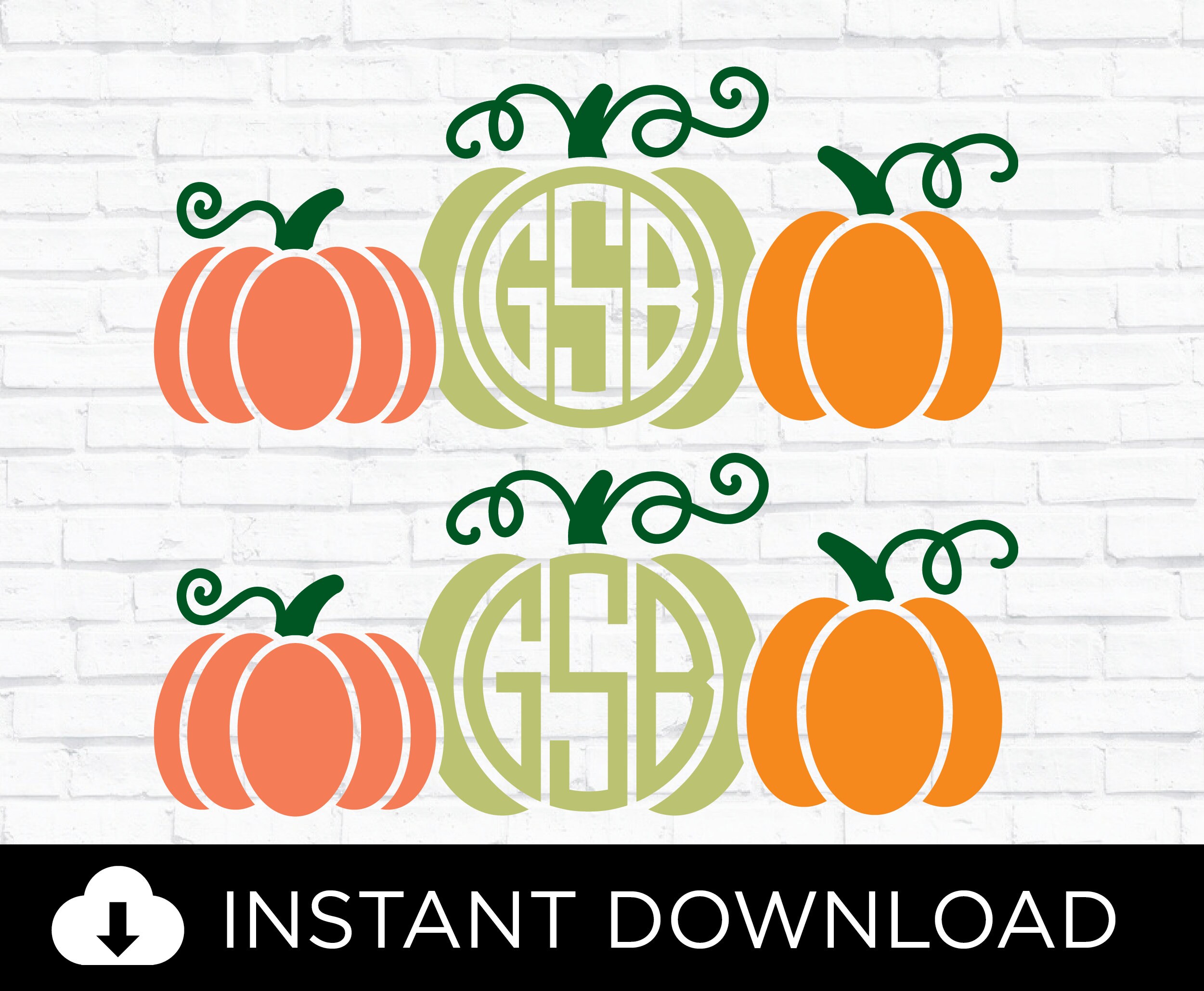 Three Pumpkin Monogram Alphabet SVG Three Pumpkin Monogram - Etsy
