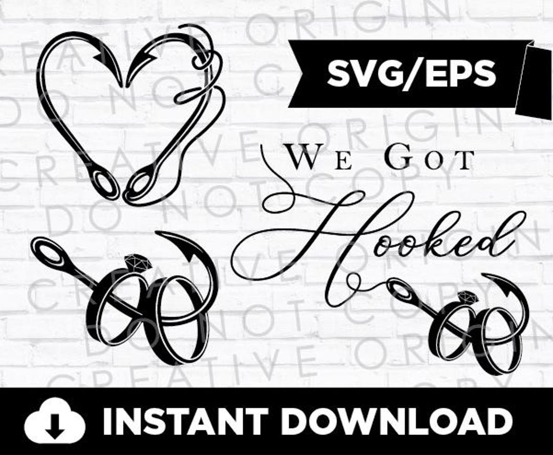 Wedding Heart Hook Graphic | We Got Hooked Graphic | Wedding Rings on ...