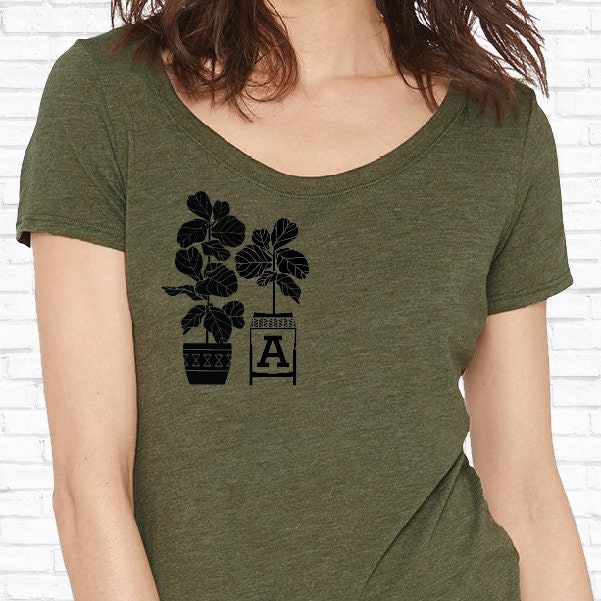 Fiddle Leaf Fig Potted Plant Monogram Boho Potted House - Etsy