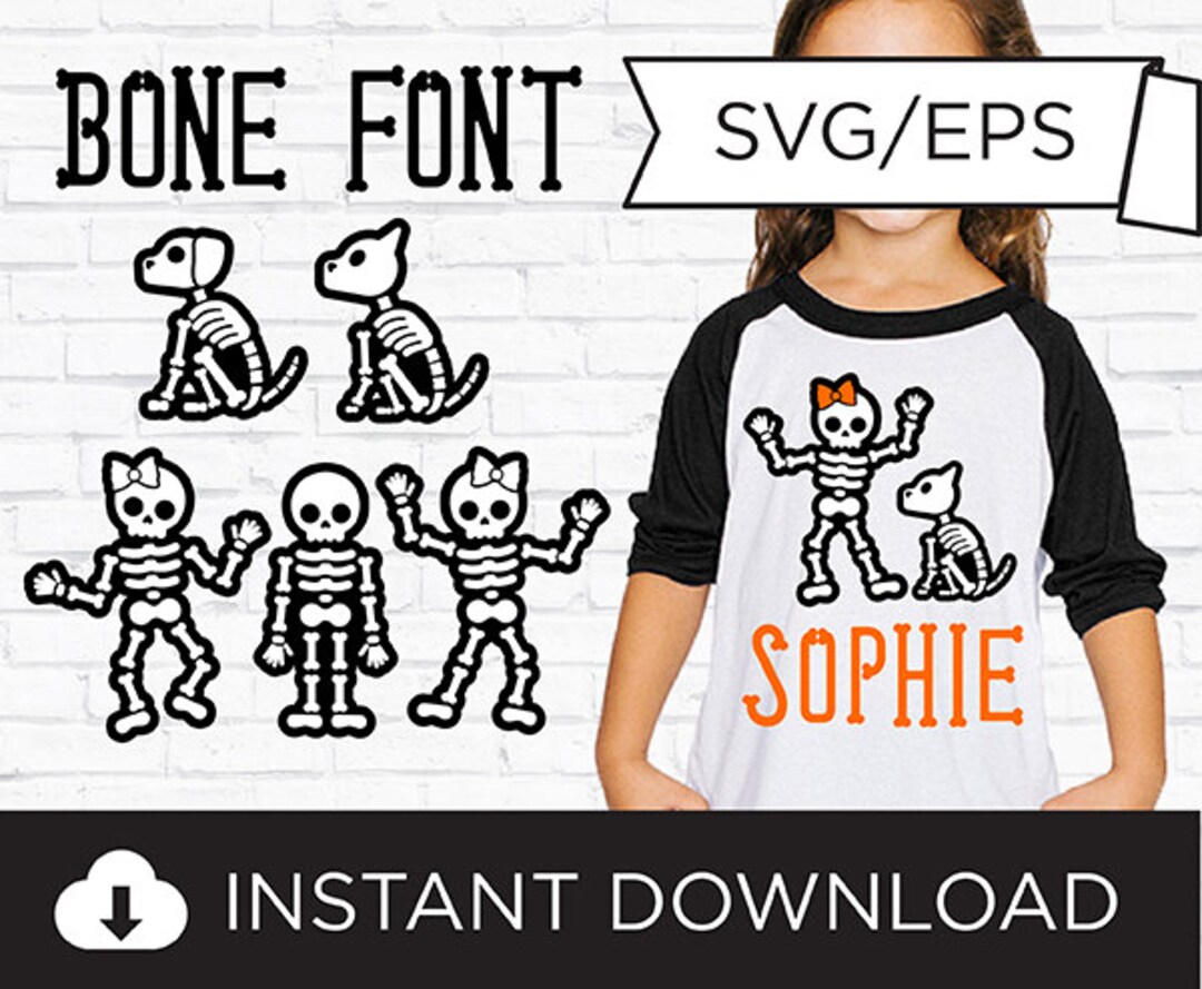 Halloween Skeleton Kids | Skeleton Dog & Cat | Bone Font Graphics ...