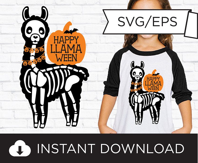 Happy Llamaween Halloween Skeleton Llama Graphic | Trick or Treat | SVG ...