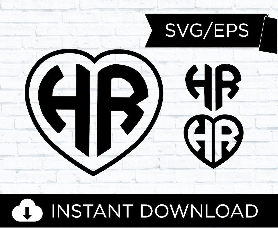 Two Letter Heart Monogram | Alphabet | Font | SVG | EPS | Silhouette ...