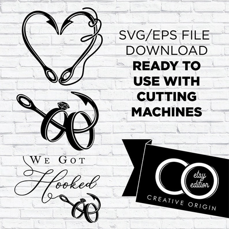 Wedding Heart Hook Graphic We Got Hooked Graphic Wedding | Etsy