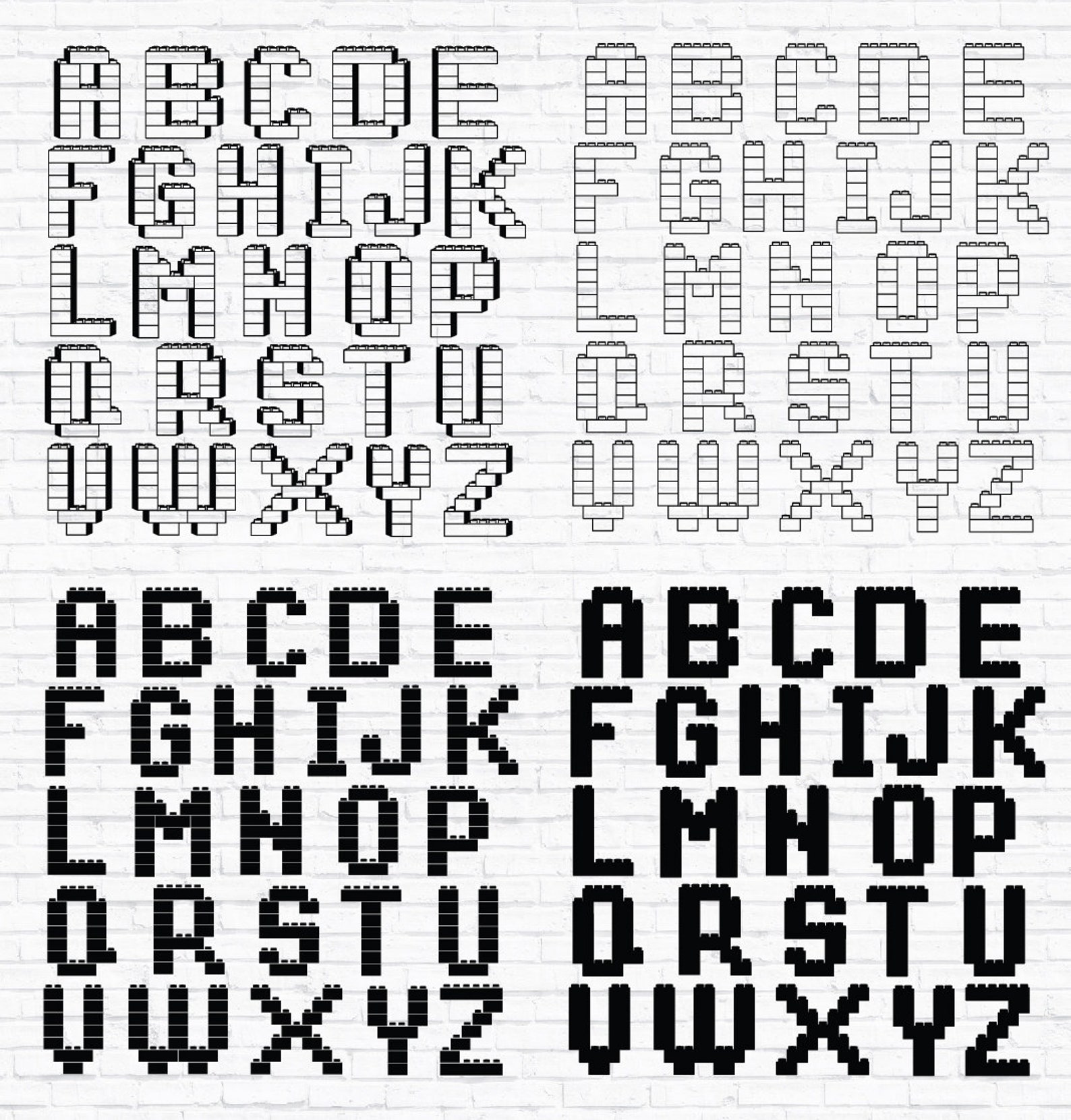 Kids Building Block Toy Style Alphabet letters font SVG | Etsy