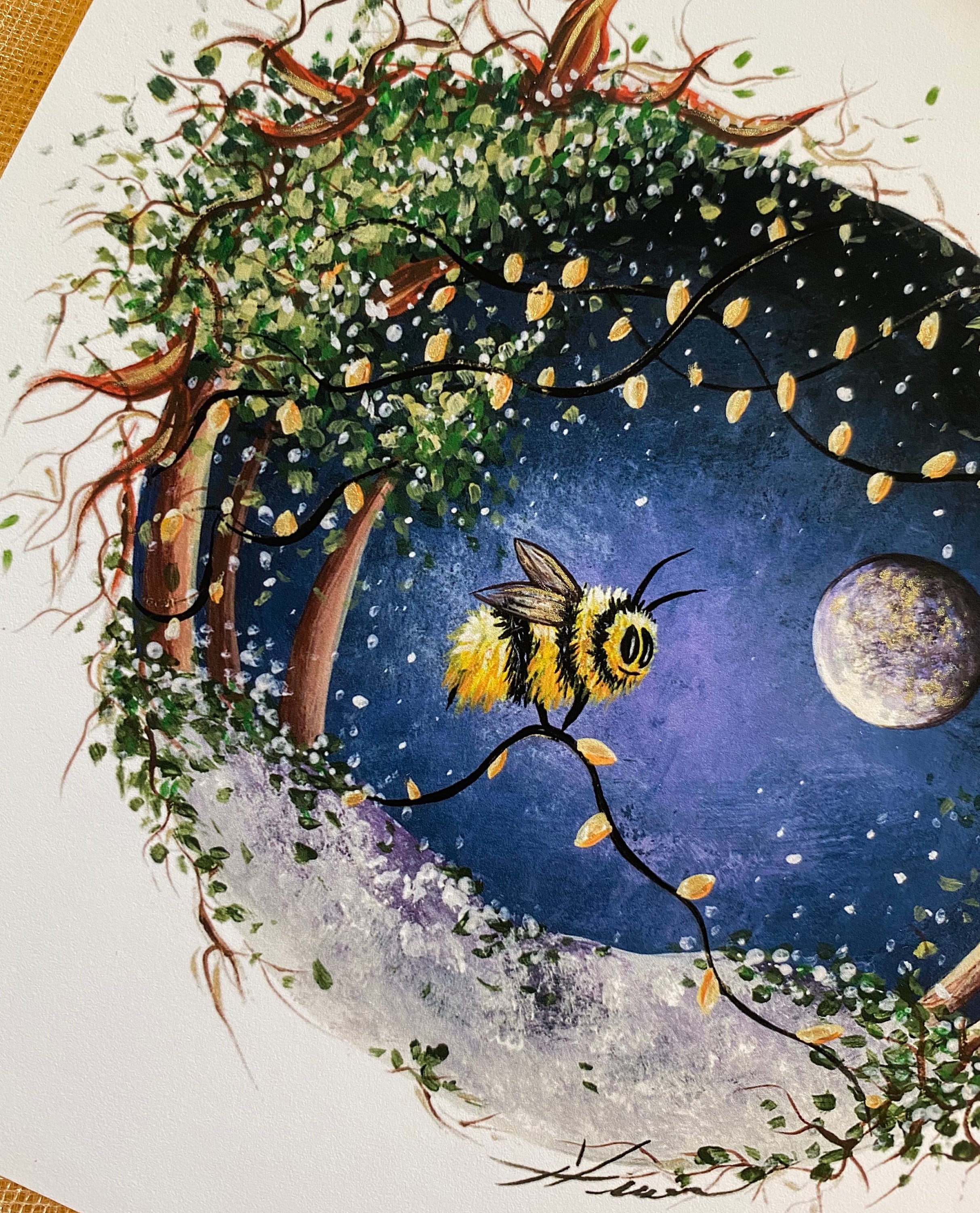 The Holiday Bee Art Print Whimsical Art - Etsy