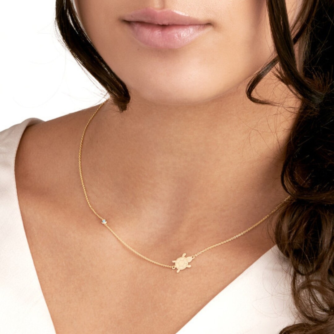 Real 14K Gold Sideways Floating Turtle and Turquoise Bezel - Etsy
