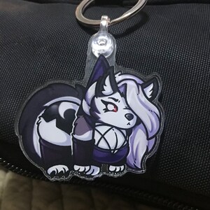 Loona Acrylic Keychain - Helluva Boss Furry Charm - Unique 2” Dangling ...