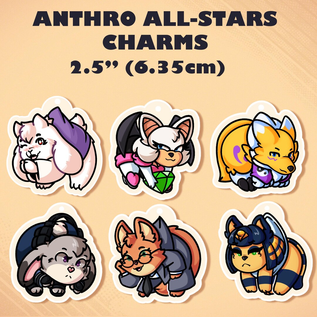 Anthro All-stars Dangling Chibi Furry Keychain Charm - Toriel, Rouge ...