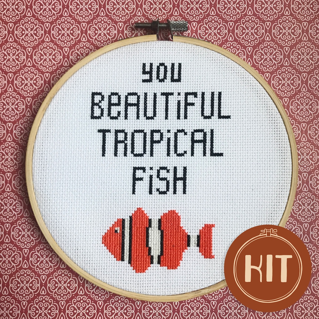 Tropical Fish Cross Stitch Kit | Beginner DIY Embroidery - Etsy