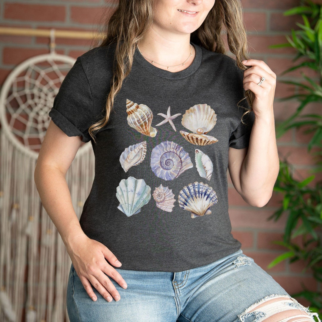 Watercolor Sea Shell Tshirt Pearl Seashell T Shirt Ocean Love R Shirts ...