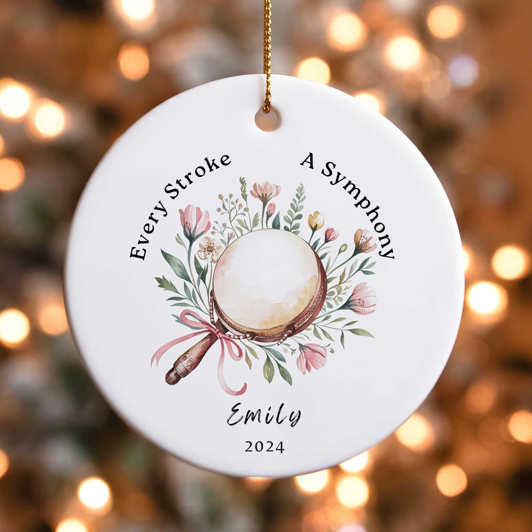 Personalized Tambourine Ornament Custom Name Hand Drum Christmas Tree ...