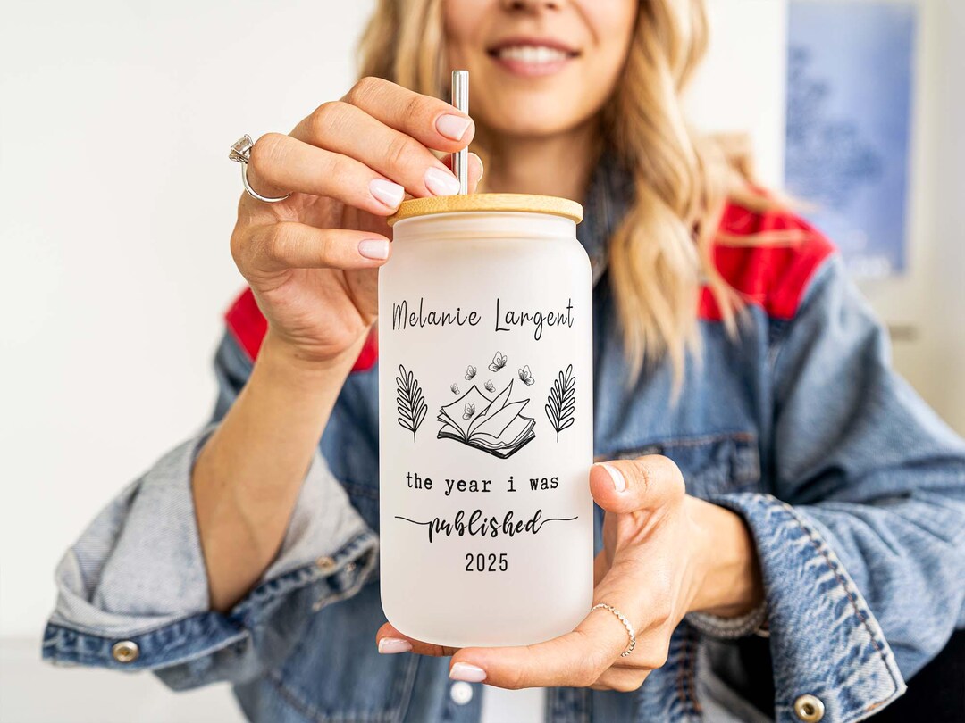 Personalized Glass Cup for Published Authors, Glass Tumbler for Writers ...