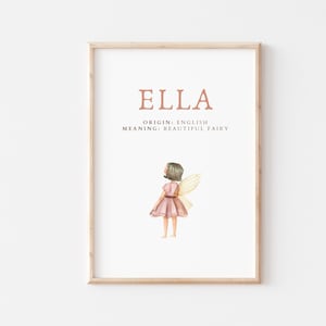 Ella, Name Art Poster, Name Meaning, Girl Gift, Pink Nursery Decor ...