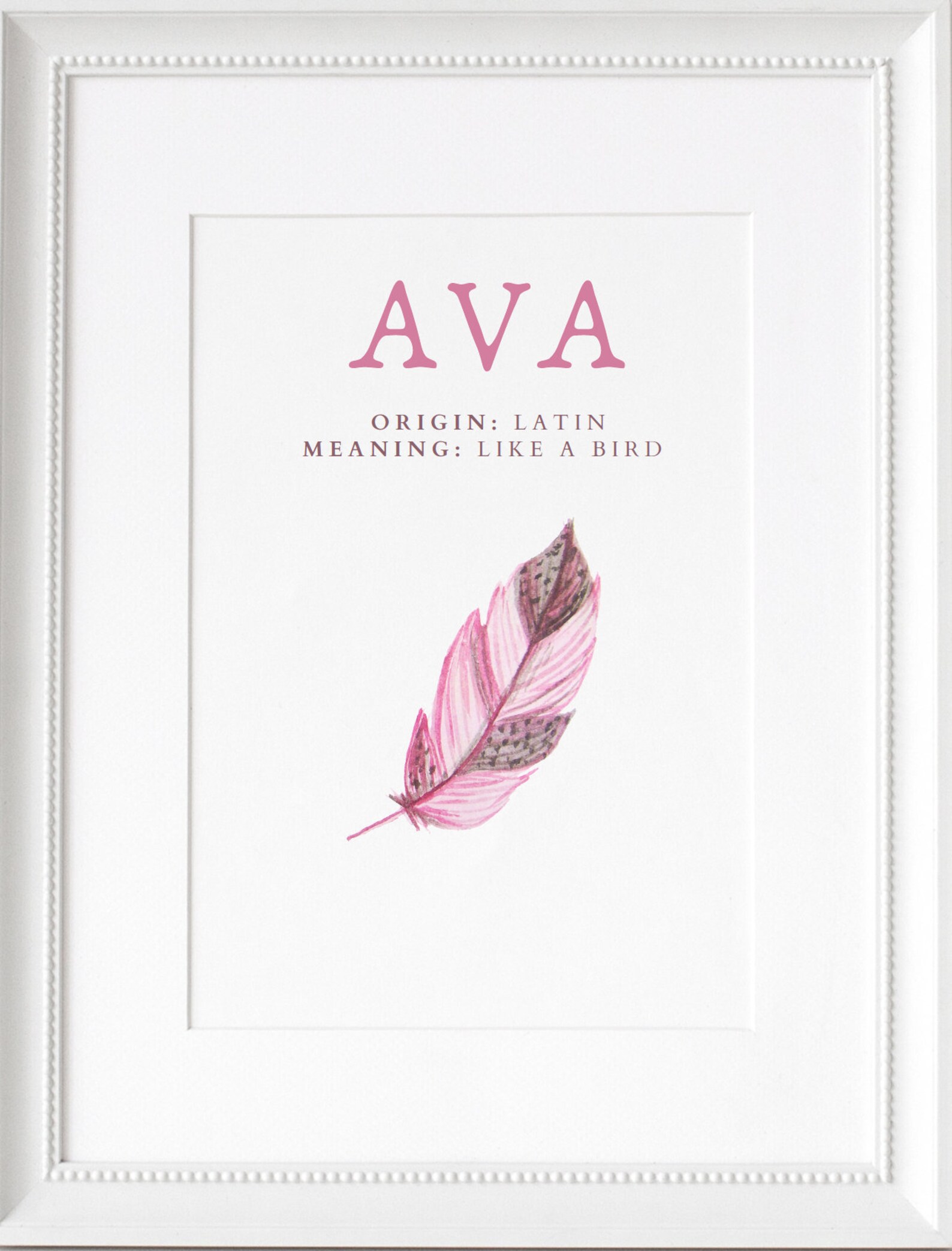 Ava Name Art Poster Name Meaning Girl Gift Pink Nursery - Etsy México