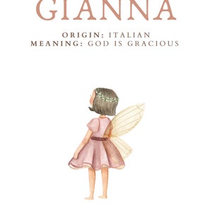 Giana, Name Art Poster, Name Meaning, Girl Gift, Pink Nursery Decor ...
