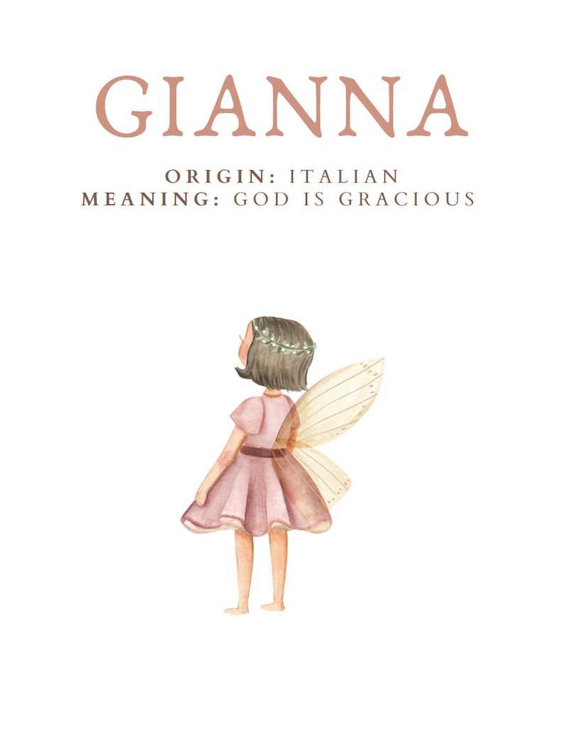 Giana Name Art Poster Name Meaning Girl T Pink Nursery Decor