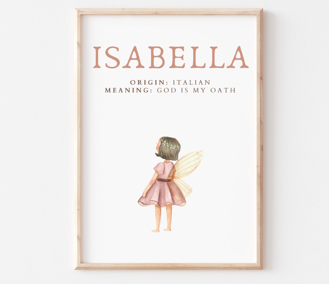 Isabella, Name Art Poster, Name Meaning, Girl Gift, Pink Nursery Decor ...