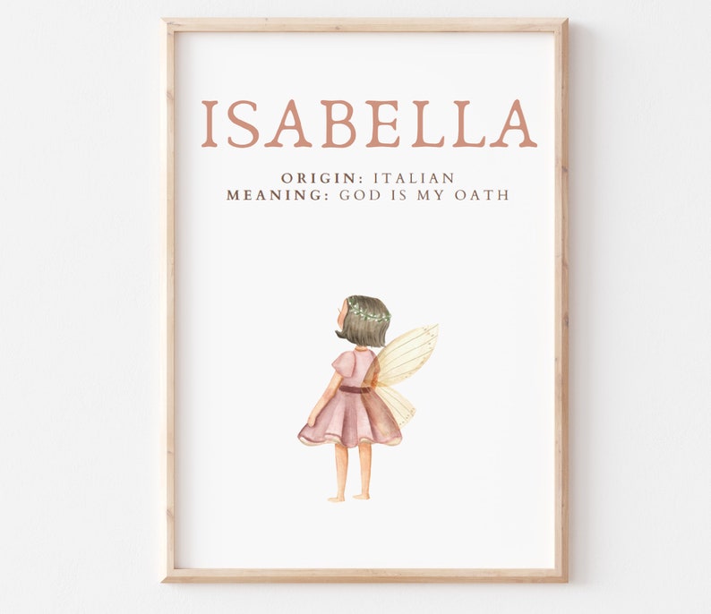 Isabella, Name Art Poster, Name Meaning, Girl Gift, Pink Nursery Decor ...