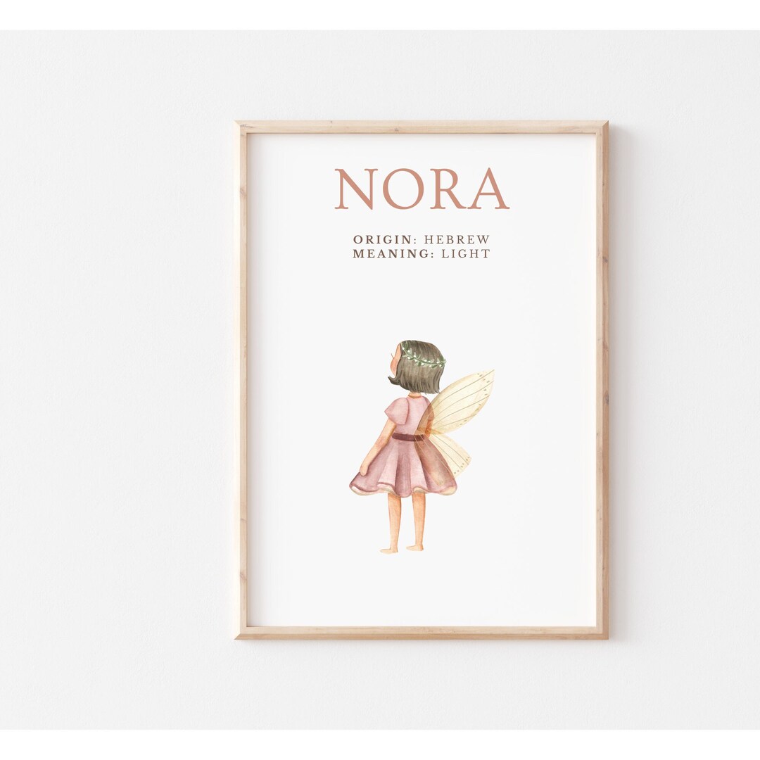 Nora, Name Art Poster, Name Meaning, Girl Gift, Pink Nursery Decor ...
