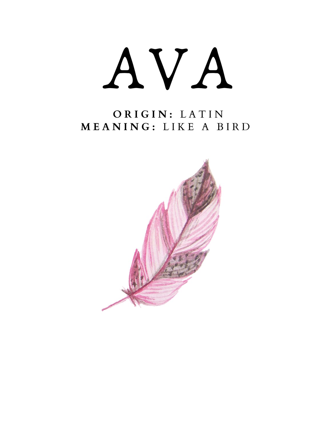 Ava, Name Art Poster, Name Meaning, Girl Gift, Nursery Decor Instant ...