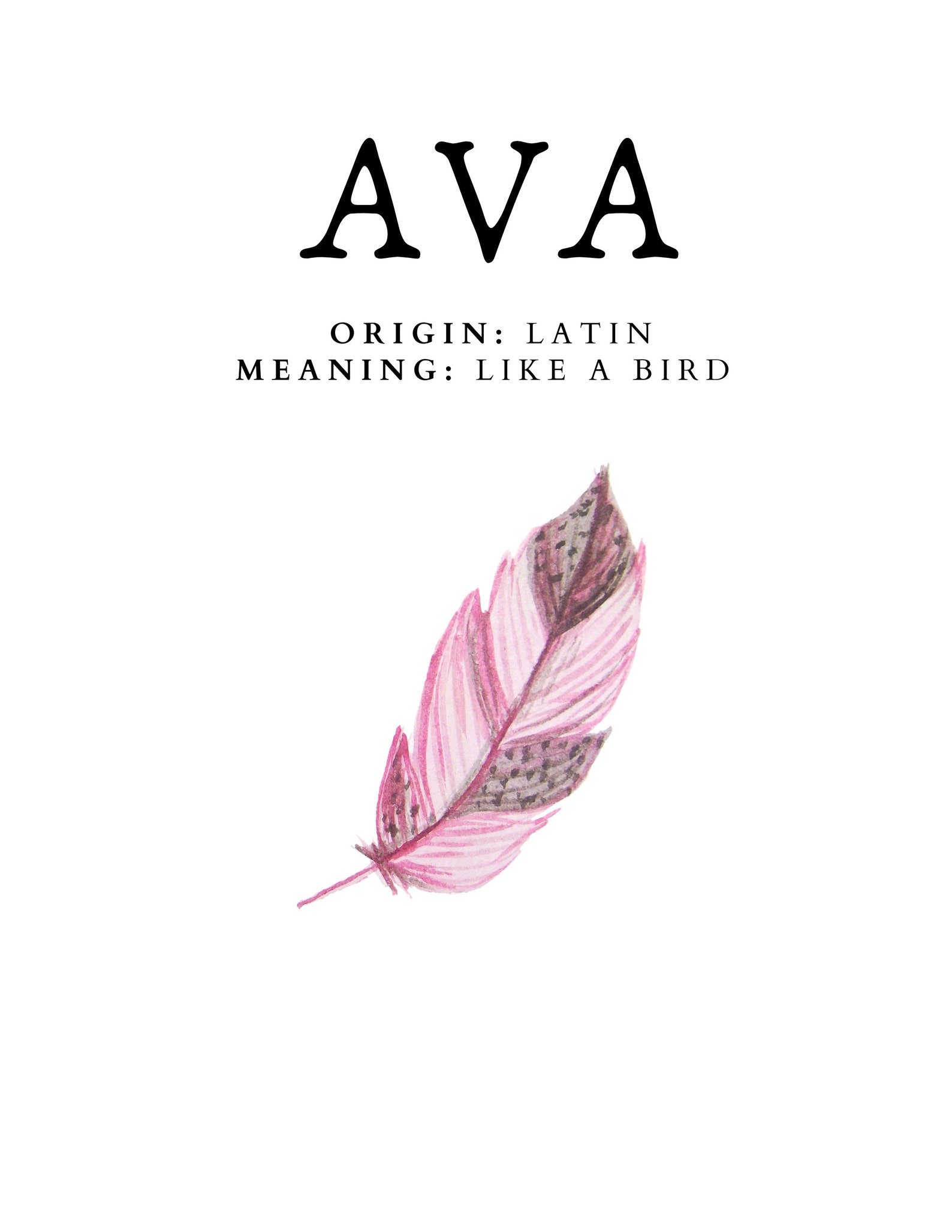 Ava, Name Art Poster, Name Meaning, Girl Gift, Nursery Decor Instant ...