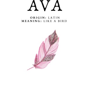 Ava, Name Art Poster, Name Meaning, Girl Gift, Nursery Decor Instant ...