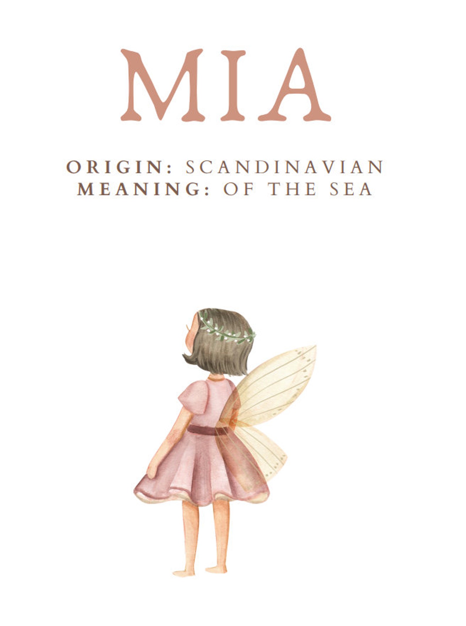 Mia, Name Art Poster, Name Meaning, Girl Gift, Pink Nursery Decor ...