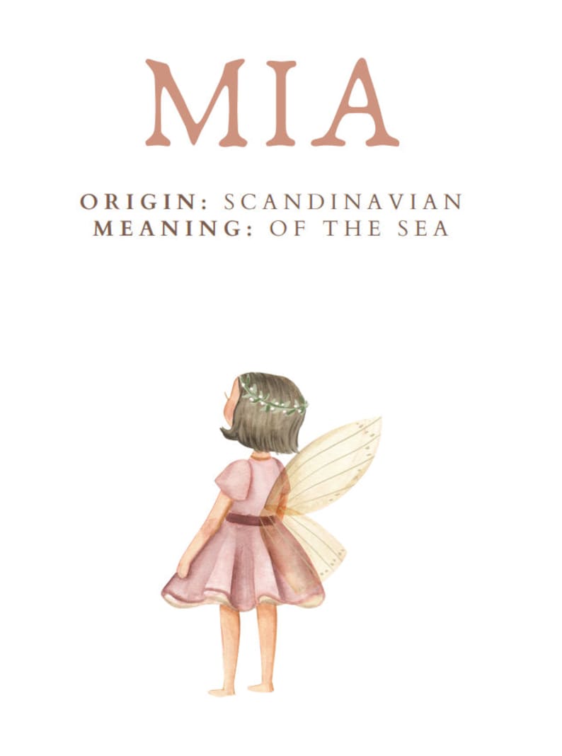 Mia, Name Art Poster, Name Meaning, Girl Gift, Pink Nursery Decor ...