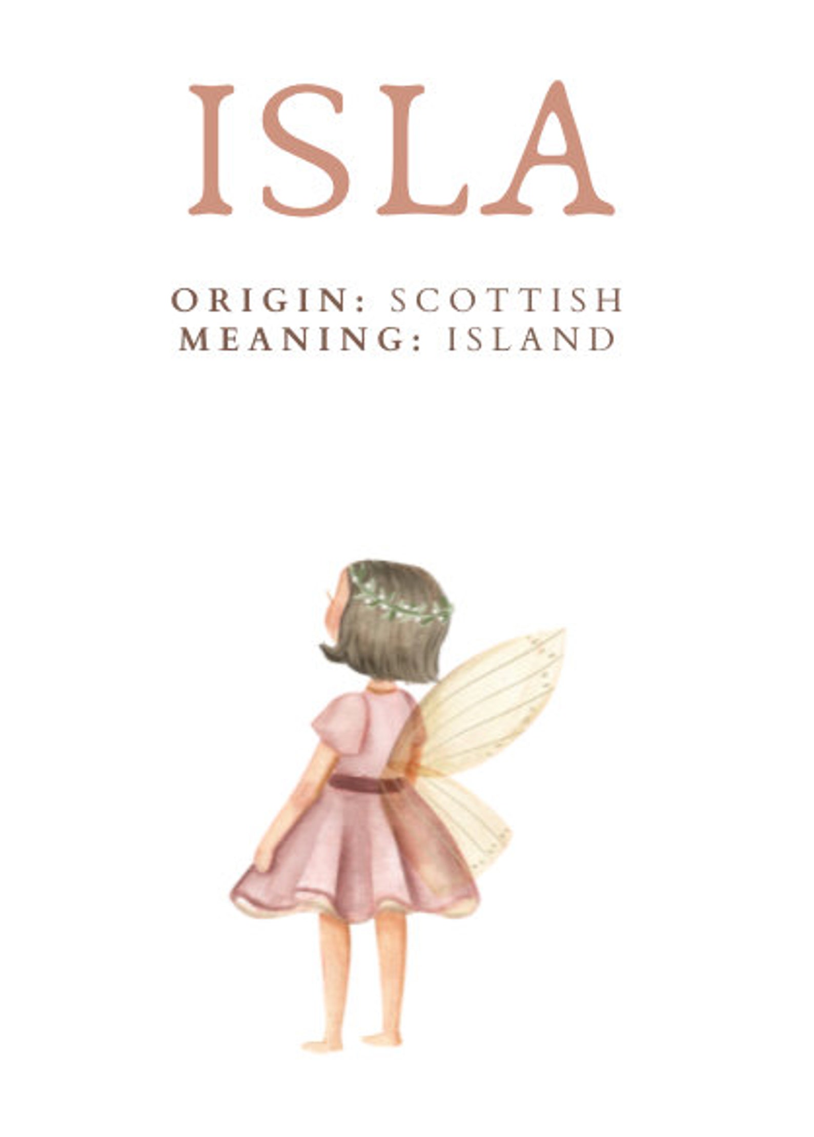Isla, Name Art Poster, Name Meaning, Girl Gift, Pink Nursery Decor ...