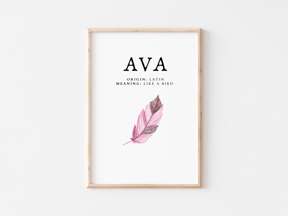 Ava, Name Art Poster, Name Meaning, Girl Gift, Nursery Decor Instant ...