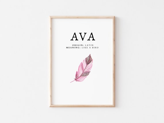 Ava Name Art Poster Name Meaning Girl Gift Nursery Decor | Etsy