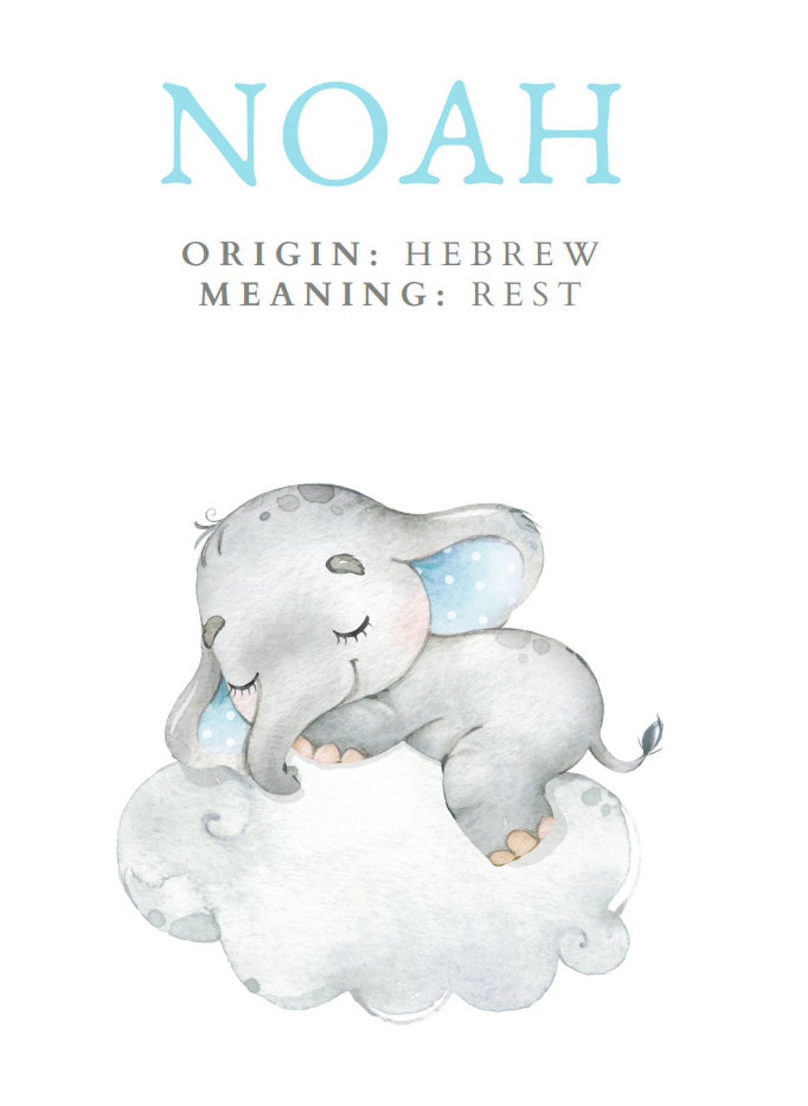 Noah, Name Art Poster, Name Meaning, Boy Gift, Blue Nursery Decor ...