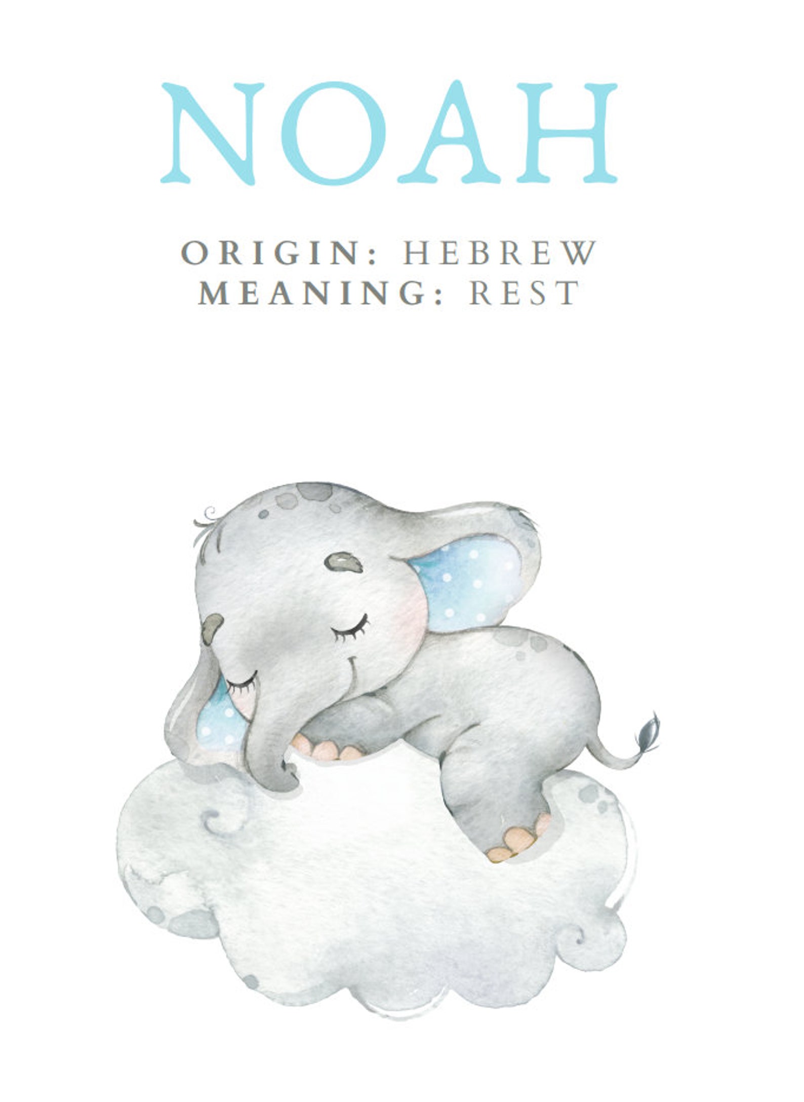 Noah, Name Art Poster, Name Meaning, Boy Gift, Blue Nursery Decor ...