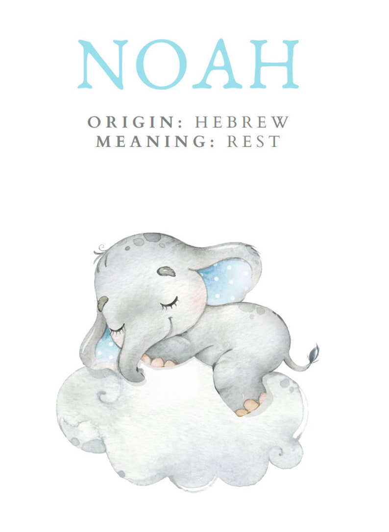 Noah, Name Art Poster, Name Meaning, Boy Gift, Blue Nursery Decor ...