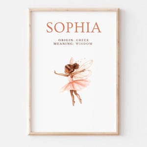 Sophia, Name Art Poster, Name Meaning, Girl Gift, Pink Nursery Decor ...
