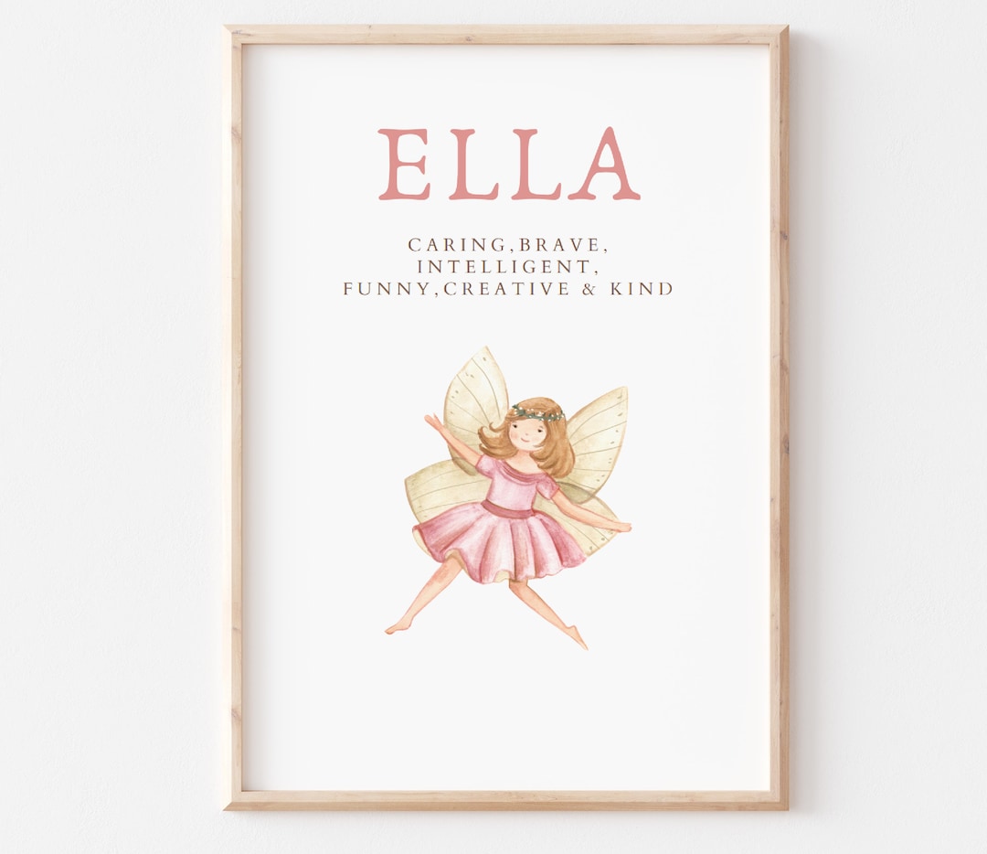 Ella, Name Art Poster, Name Meaning, Girl Gift, Pink Nursery Decor ...